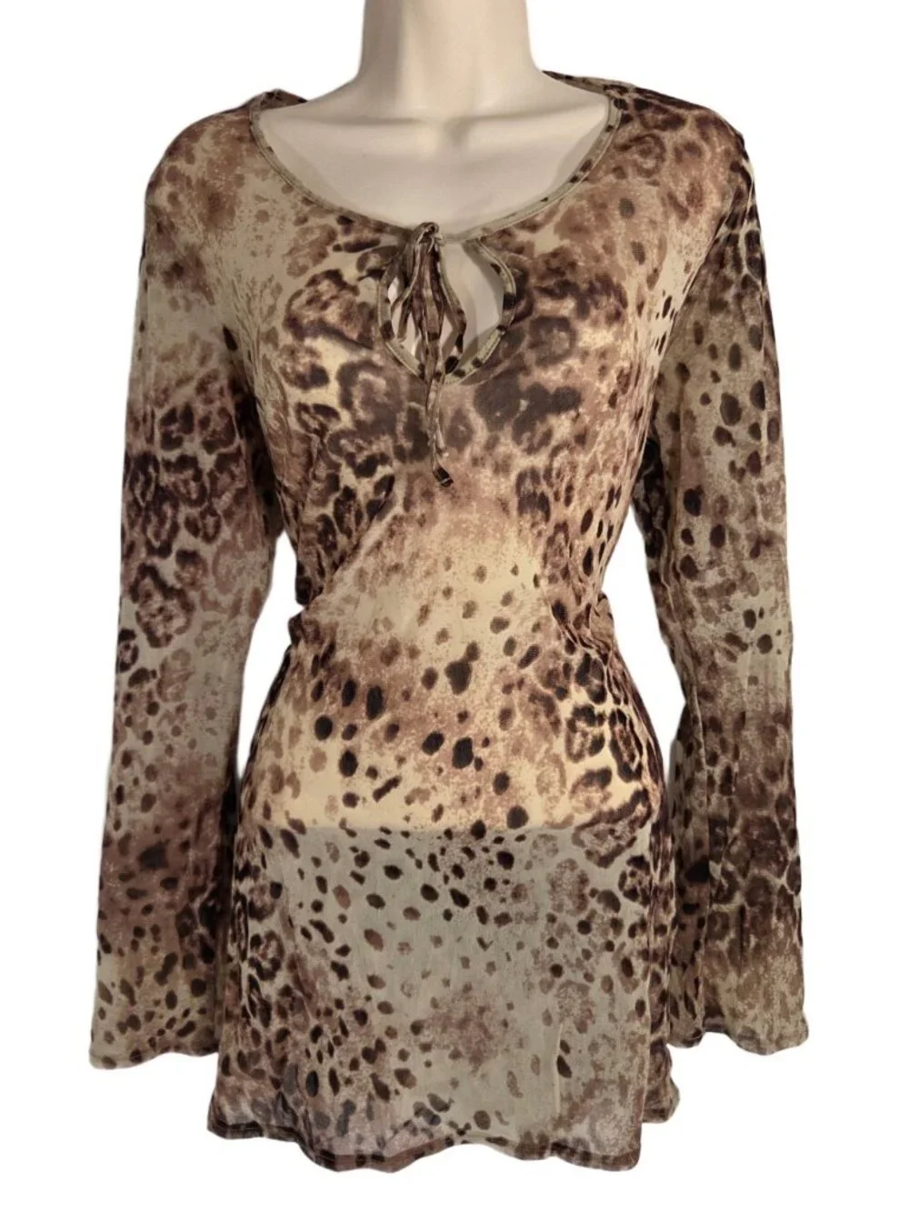 New York & Company | Tops | Y2k Sheer Mesh Animal Print Mini Dress Ml ...